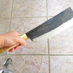 Crude - Premium 9 Inch Narrow Long Handle Carbon Steel Meat Cleaver - Etsy