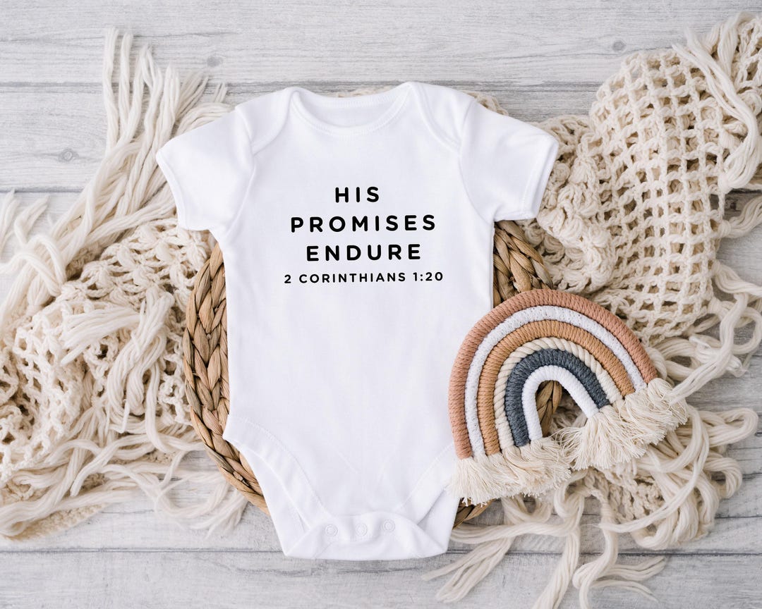 Pregnancy Announcement Bodysuit, His Promises Endure Baby Shower Gift ...