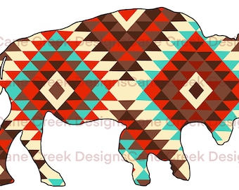Aztec Buffalo SVG, Sublimation, Aztec Print Buffalo Clipart, Tribal ...