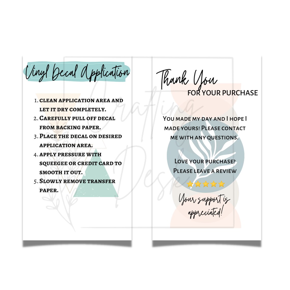 Vinyl Decal Care Card Download Digital Care Card Vinyl - Etsy