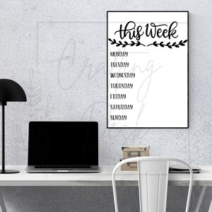 Days of the Week, Organization, Weekly Decal, Weekly Calendar ...