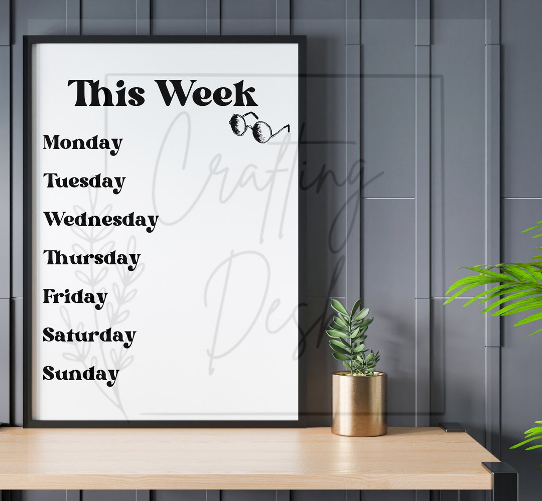 Days of the Week, Organization, Weekly Decal, Weekly Calendar ...