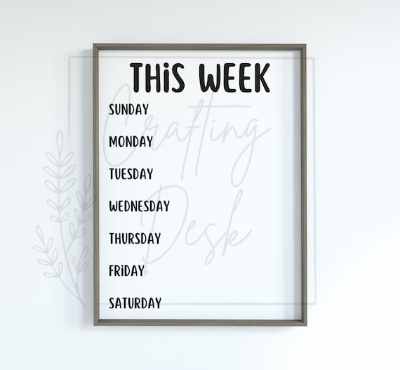 Days of the Week Organization Weekly Decal Weekly Calendar | Etsy