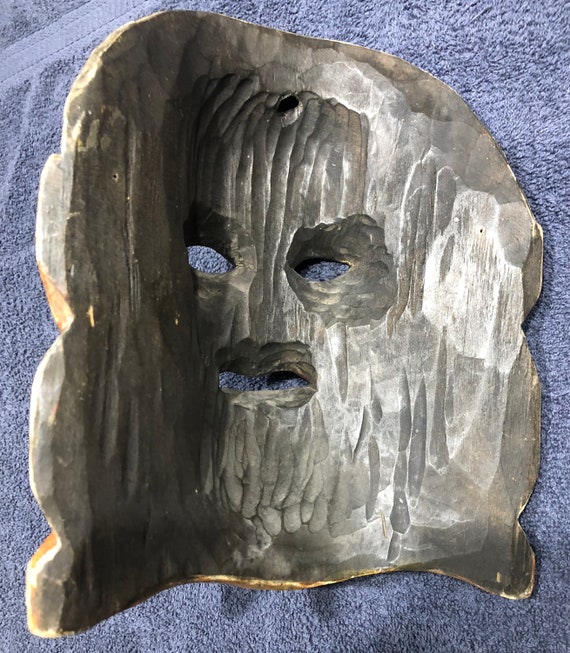 Vintage Carved Wooden Folk Art Mask - Gem