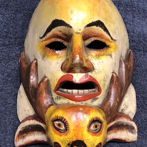 Vintage Carved Wooden Folk Art Mask - Etsy