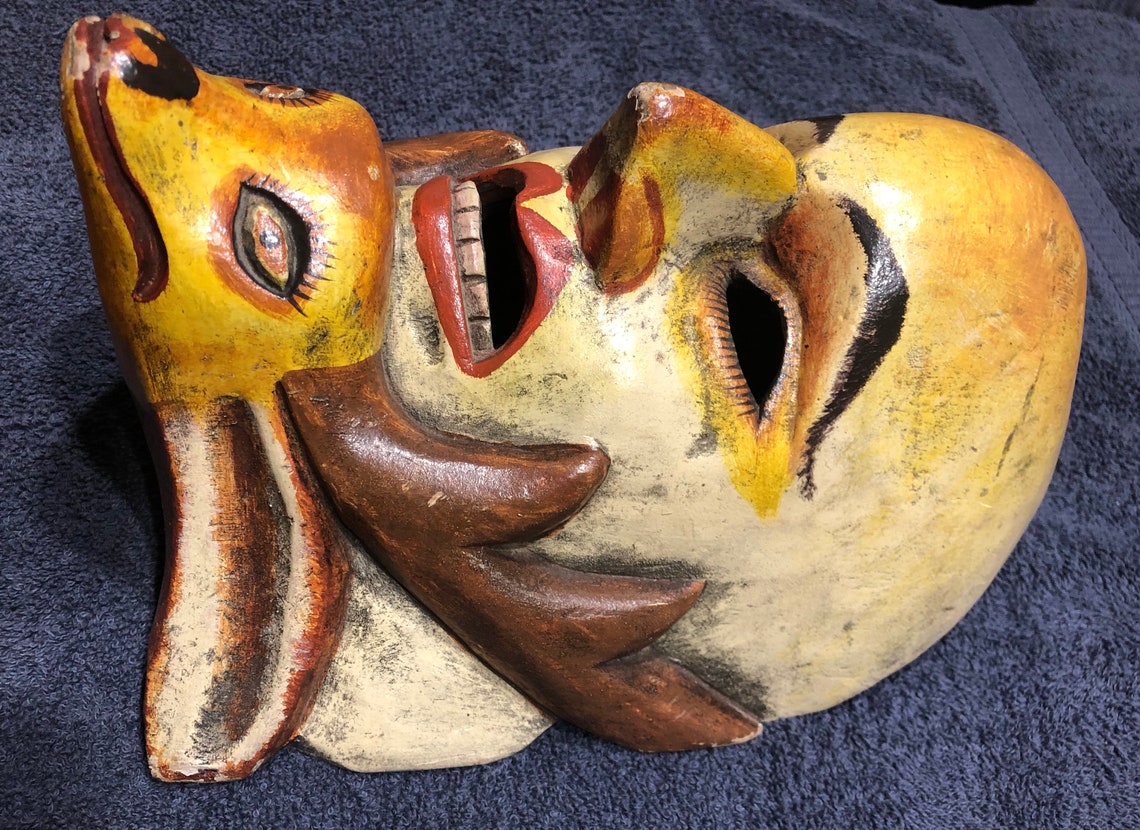 Vintage Carved Wooden Folk Art Mask - Etsy