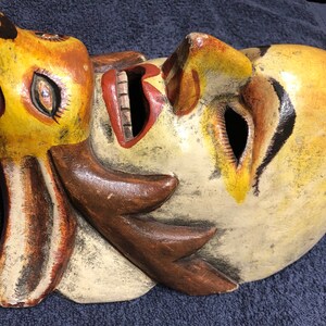 Vintage Carved Wooden Folk Art Mask - Etsy