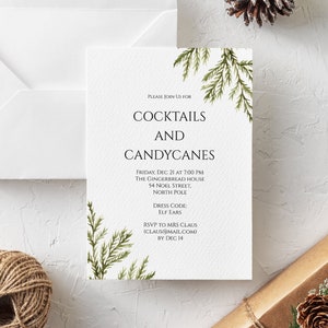 Pine Christmas Party Invitation Template, Office Holiday Party ...