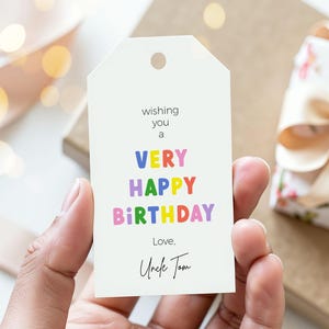 Editable Birthday Gift Tag | Printable Gift Label | Rainbow Happy ...