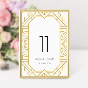 Printable Art Deco Table Numbers, Editable Art Deco Table Number ...