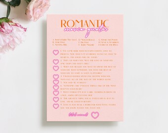 Match the Movie Love Quotes Game Printable Bridal Shower - Etsy