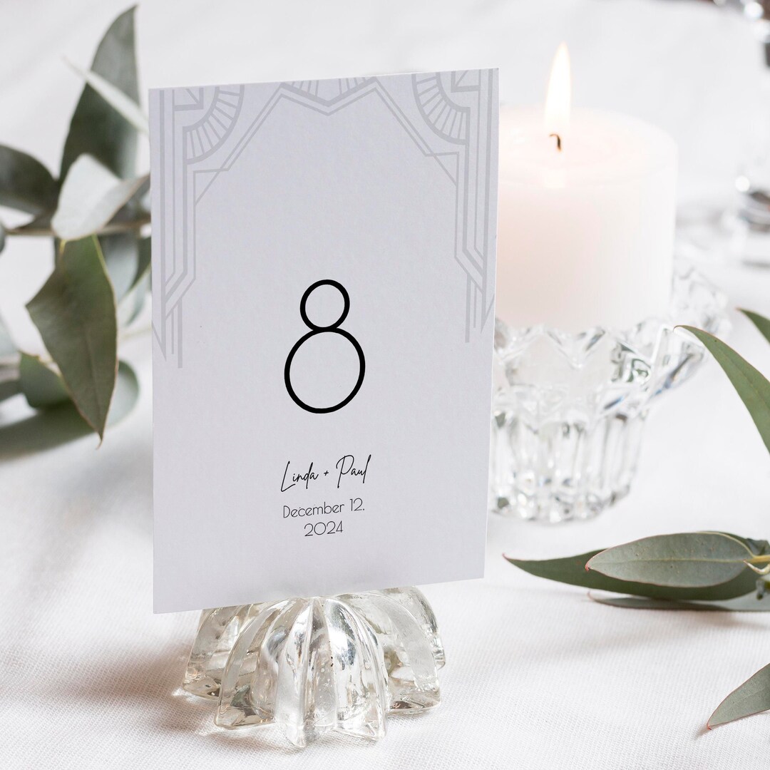 Art Deco Table Numbers Template, Minimal Table Numbers, Wedding Table ...