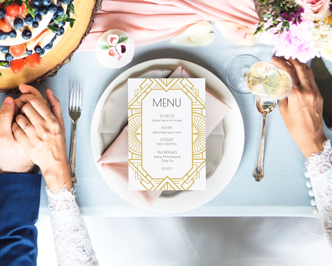 Printable Art Deco Menu Template 5x7 Art Nouveau Dinner Menu - Etsy
