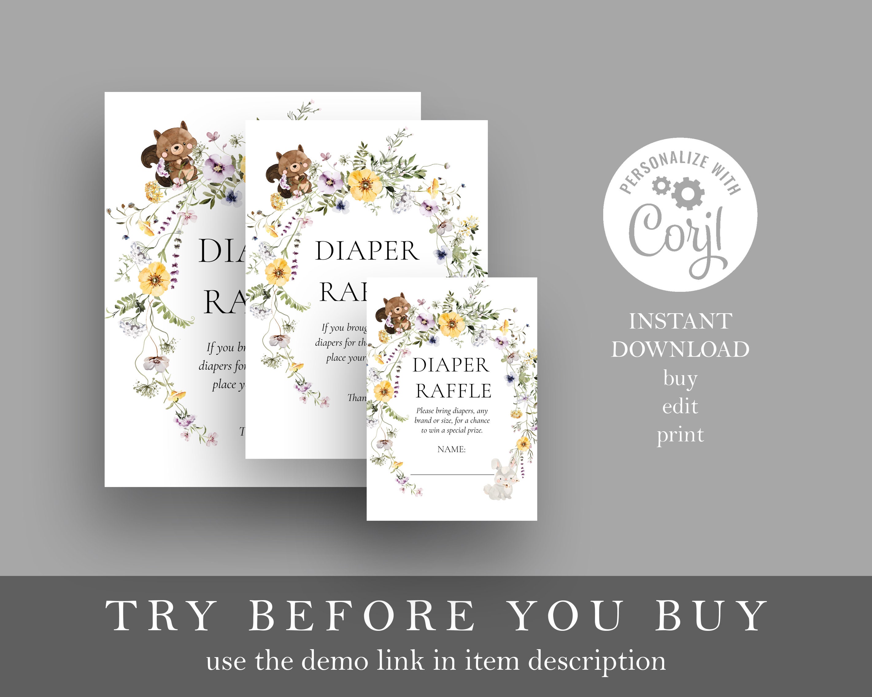 Printable Diaper Raffle Ticket and Sign Template Editable - Etsy