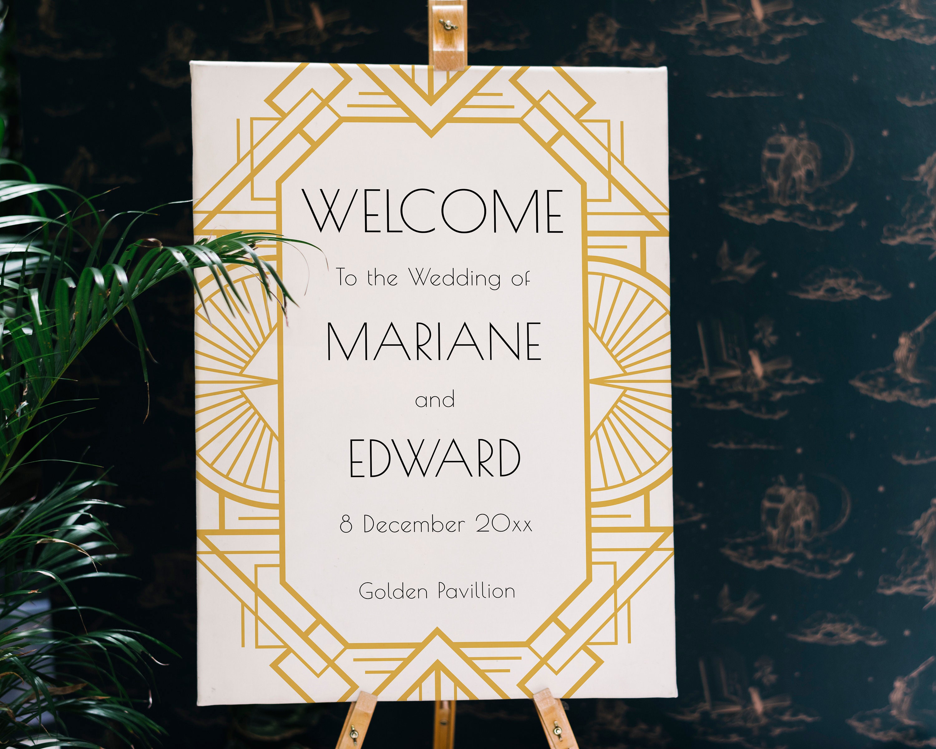 Art Deco Wedding Welcome Sign Template Editable Welcome - Etsy