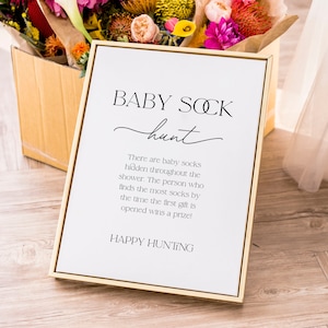 Baby Sock Hunt Game Sign: Minimalist Baby Shower (printable PDF) - Etsy