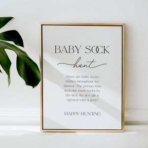 Baby Sock Hunt Game Sign: Minimalist Baby Shower (printable PDF) - Etsy