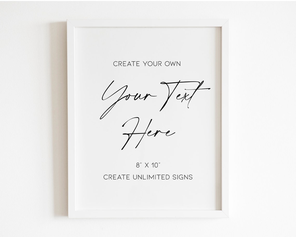 8x10 Custom Sign Template Editable Poster to Print at Home - Etsy