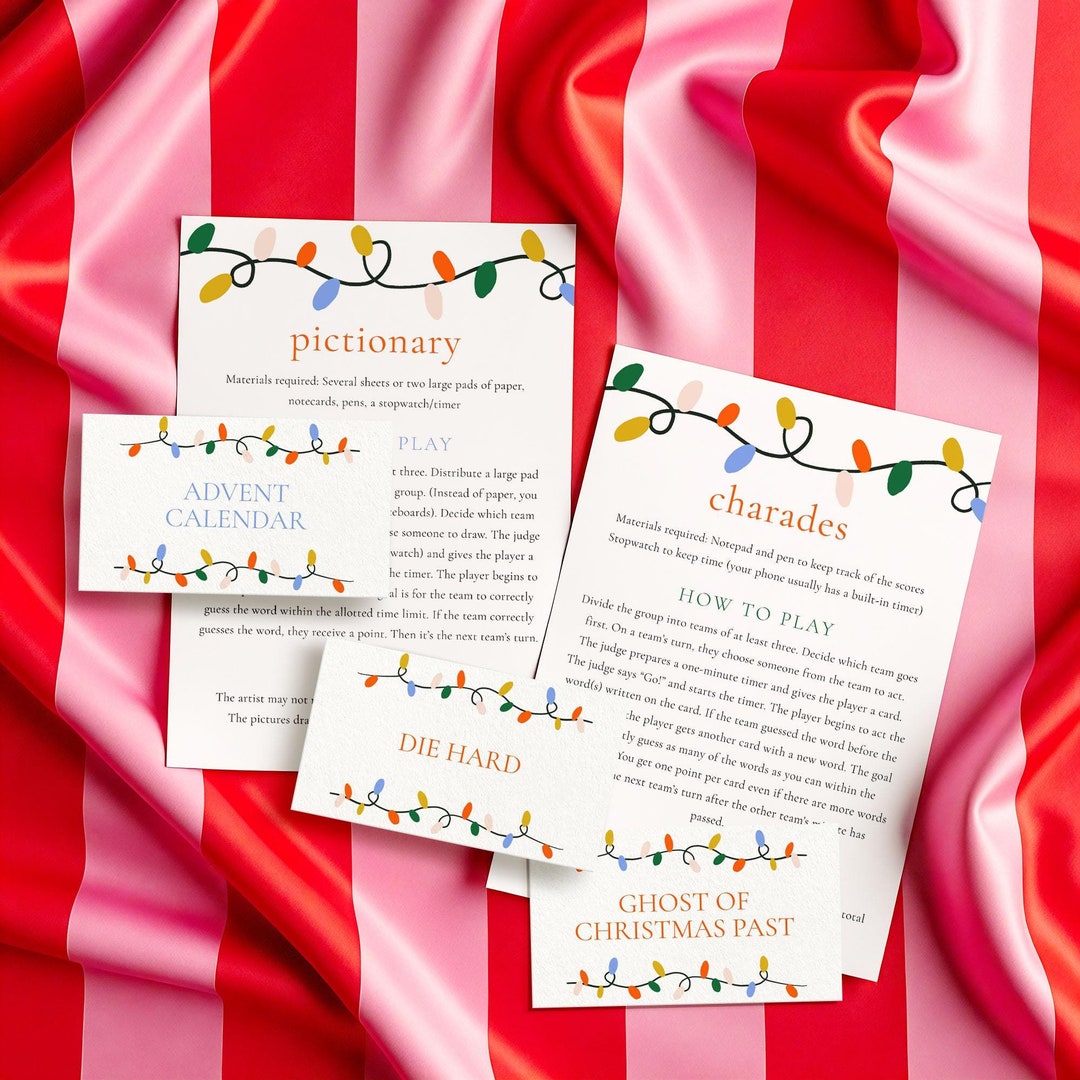 Christmas Charades & Pictionary Set, Family Holiday Game Night Activity ...