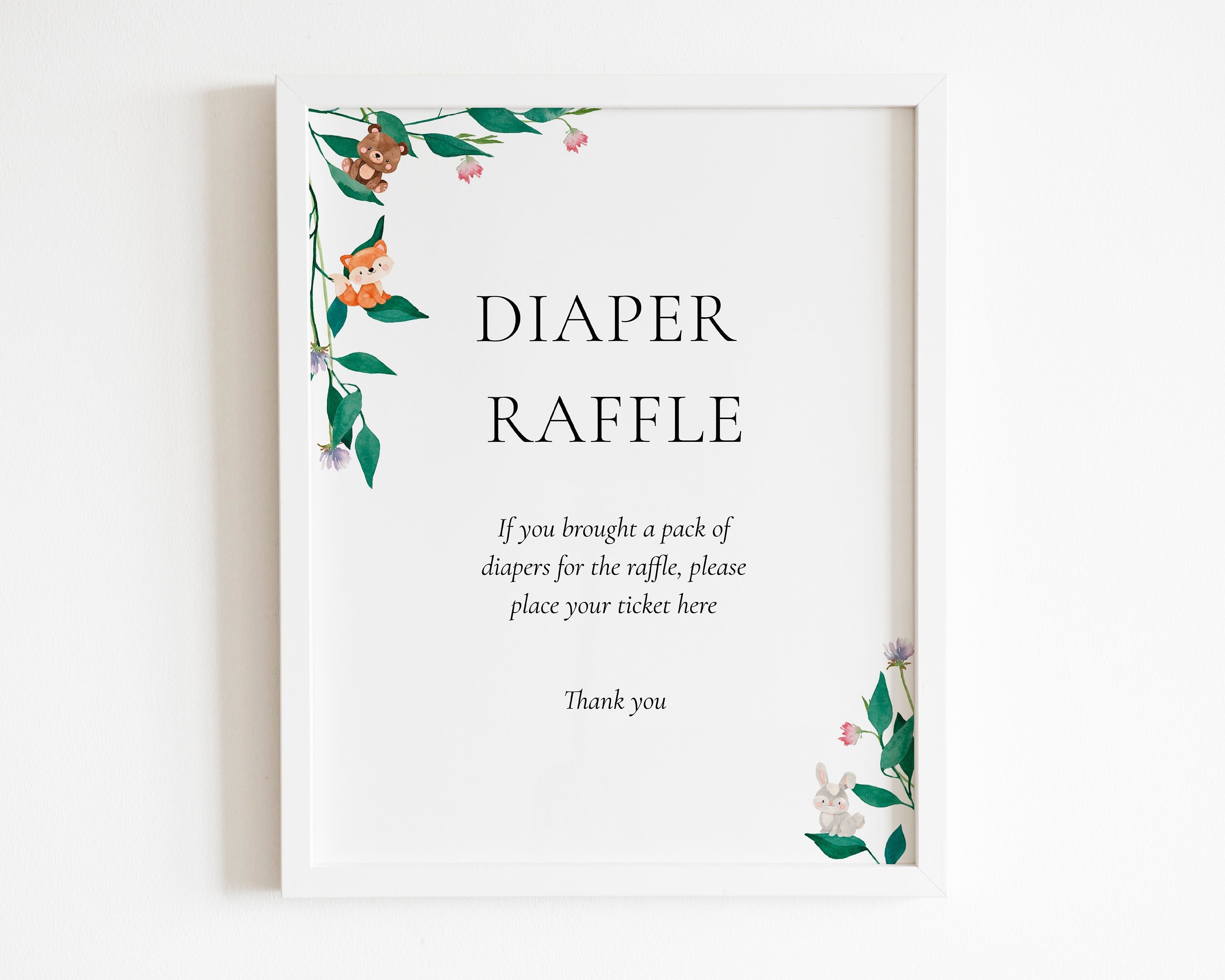Printable Diaper Raffle Bundle Game Template Forest Animals - Etsy