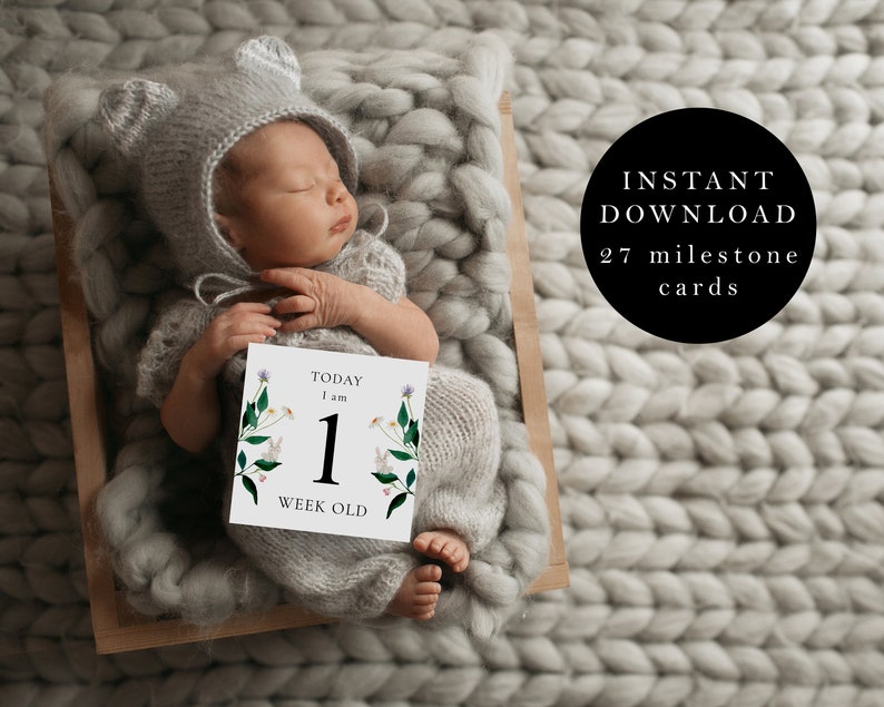 Printable Baby Milestones Cards Instant Download Baby Photo - Etsy