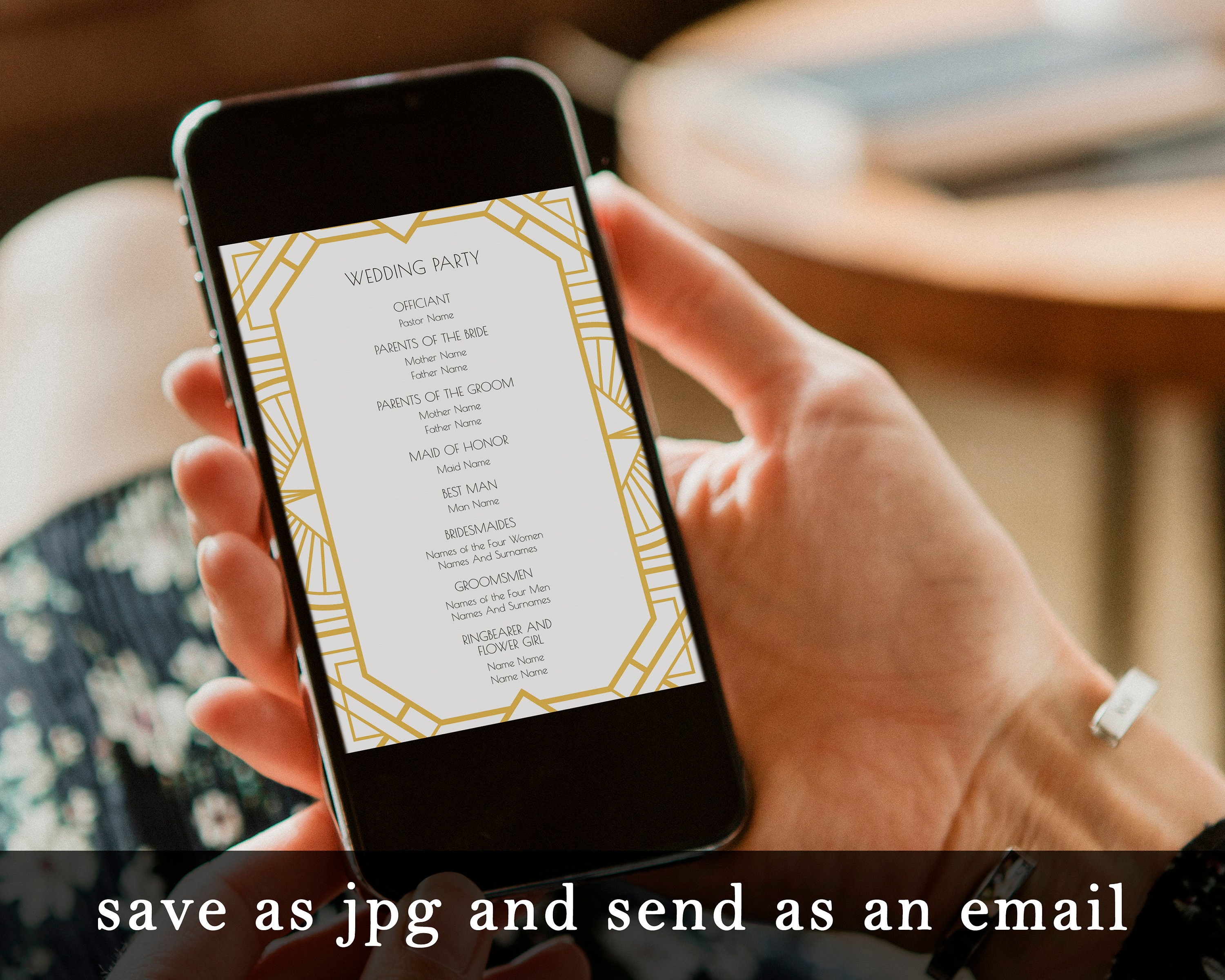 Art Deco Wedding Program Template Wedding Ceremony Card 5x7 - Etsy