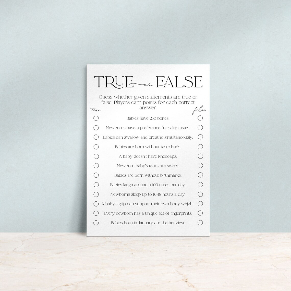 Minimalist Baby Shower Trivia Games: 3 Printable Designs (PDF Download ...