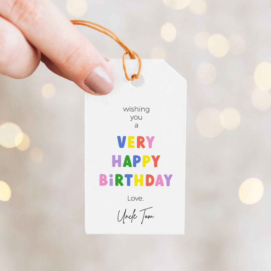 Editable Birthday Gift Tag | Printable Gift Label | Rainbow Happy ...