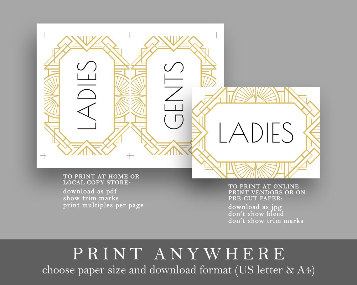 Custom Art Deco Printable Sign Template 1920s Sign Template - Etsy