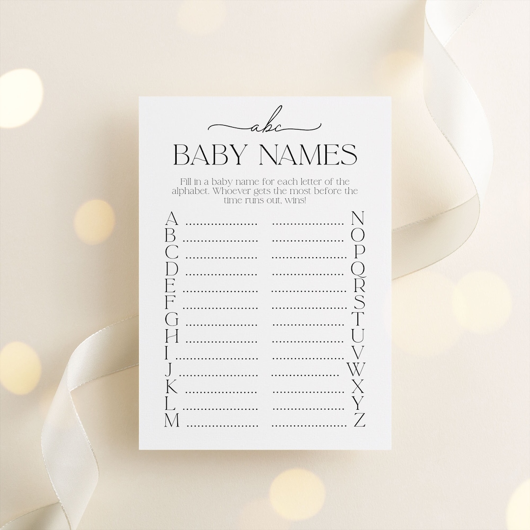 Baby ABC Name Game for Baby Shower With Modern, Minimalist Design ...