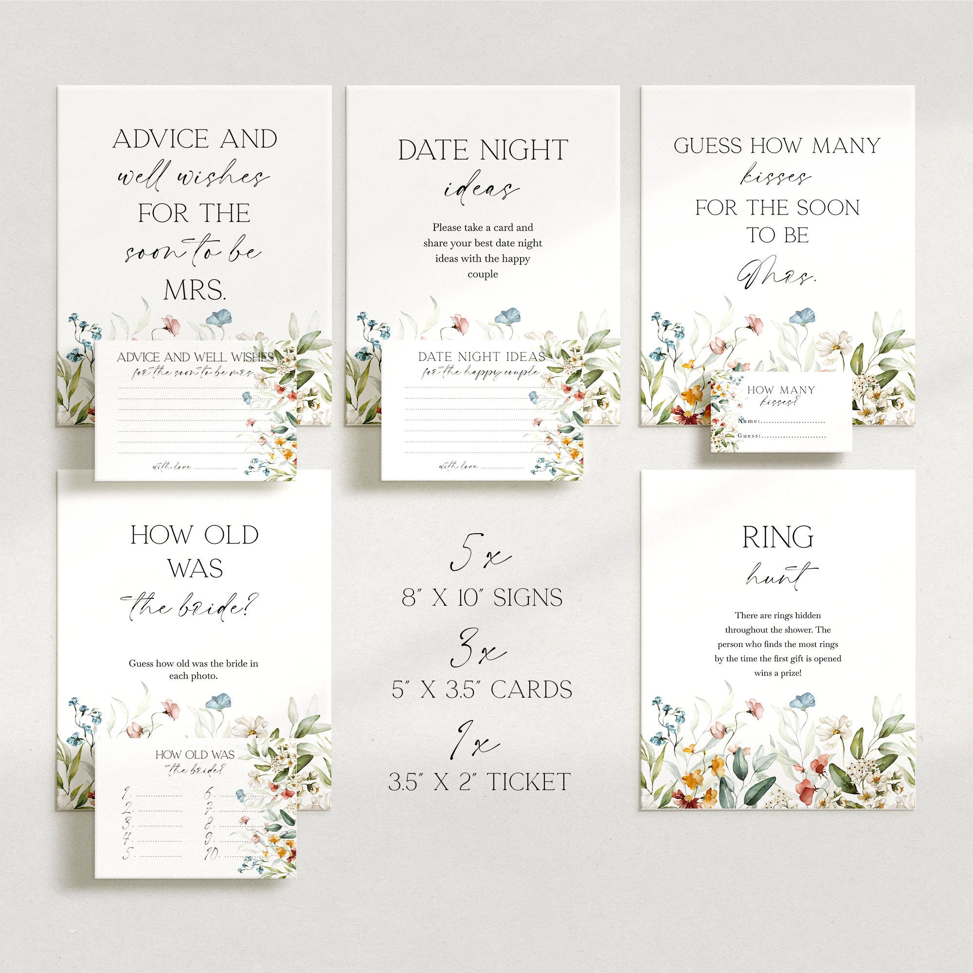 25 Bridal Shower Games, Signs and Activities, Floral Wedding Shower ...