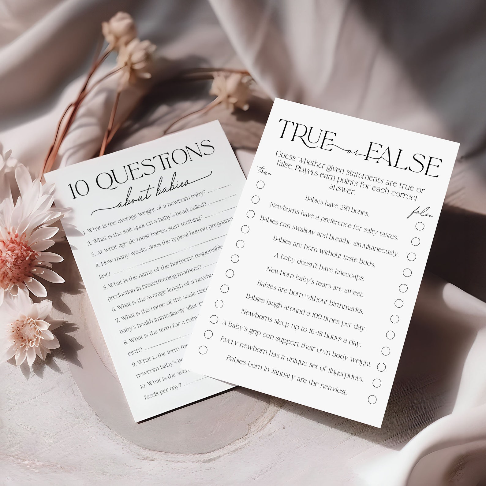 Minimalist Baby Shower Trivia Games: 3 Printable Designs (PDF Download ...
