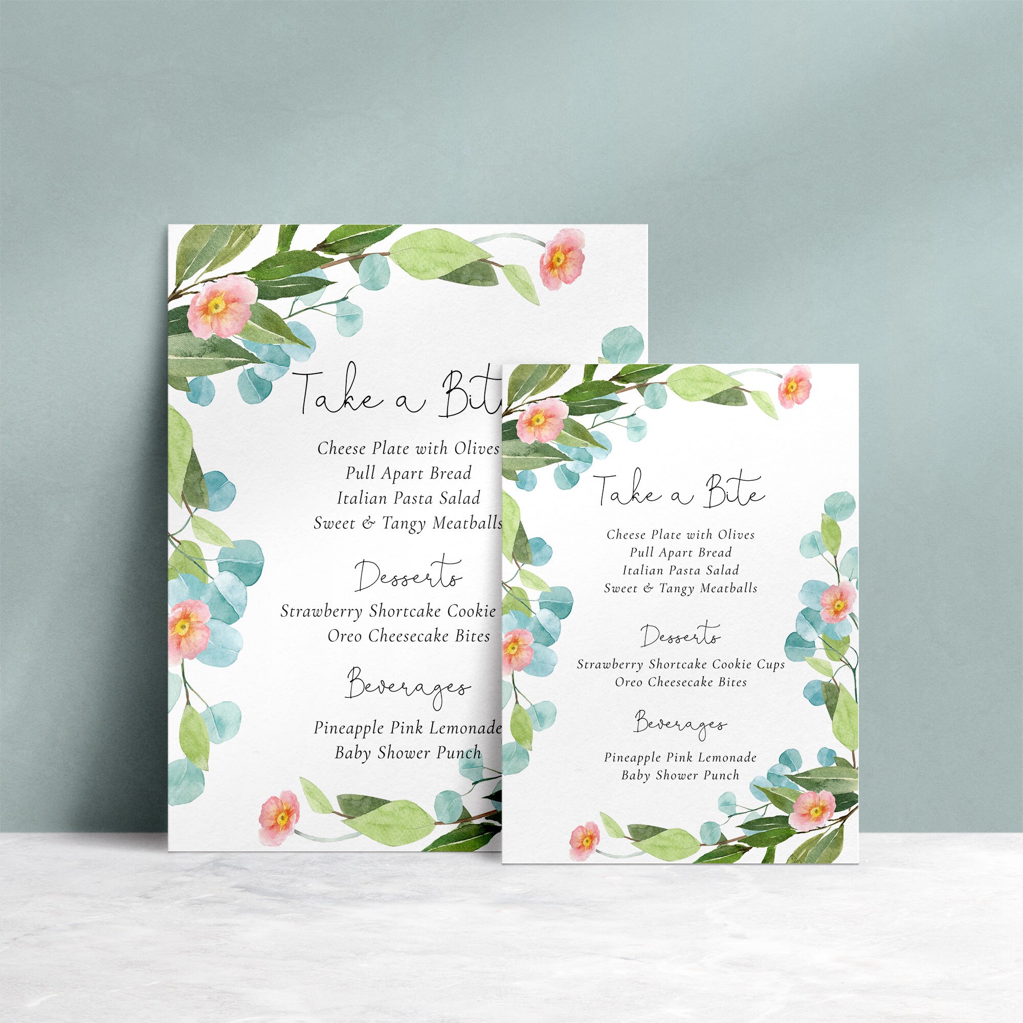 Printable Party Buffet Menu Sign With Watercolor Greenery and - Etsy
