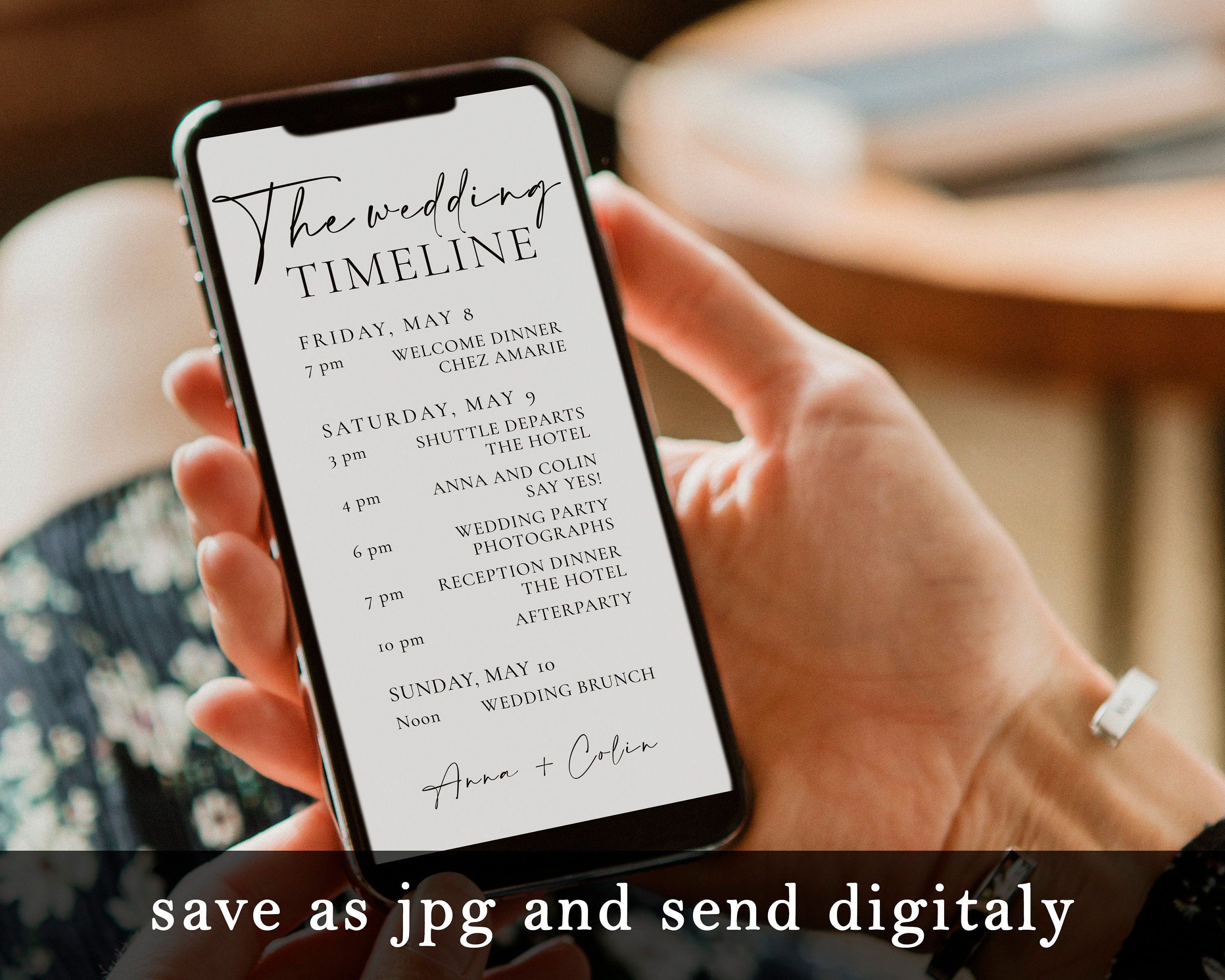 Wedding Weekend Itinerary Template Download Modern Minimalist - Etsy