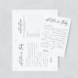 Letter for Baby Mad Libs Game, Printable Baby Shower Mad Libs With ...