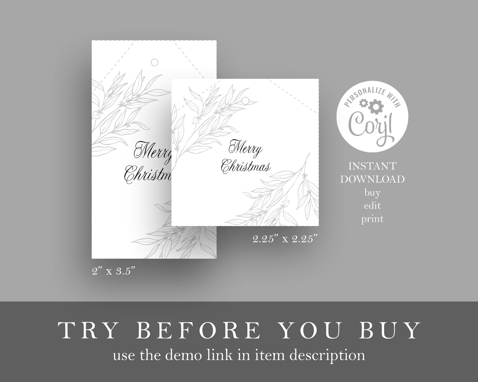 Elegant Christmas Gift Tag Template Long and Square Gift Tag - Etsy