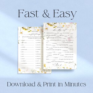Wildflower Mad Libs Game Printable | Bridal Shower Mad Libs With ...