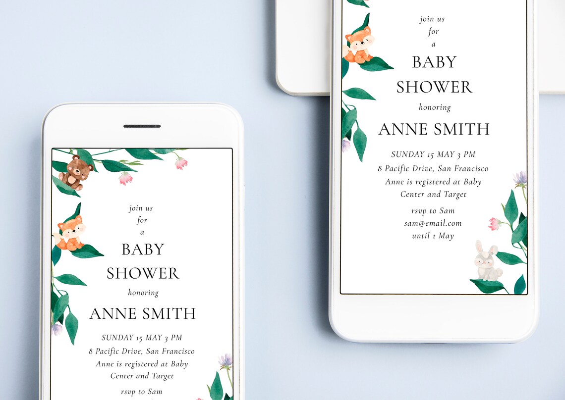 Digital Baby Shower Invitation Template Electronic Baby - Etsy