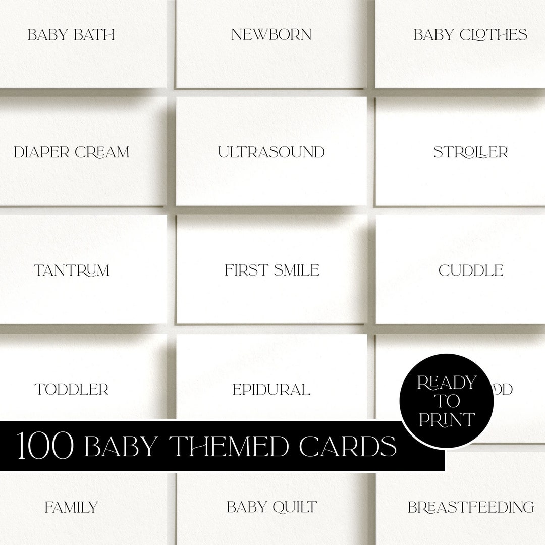 Baby Shower Pictionary Charades: 100 Baby Theme Cards (printable ...