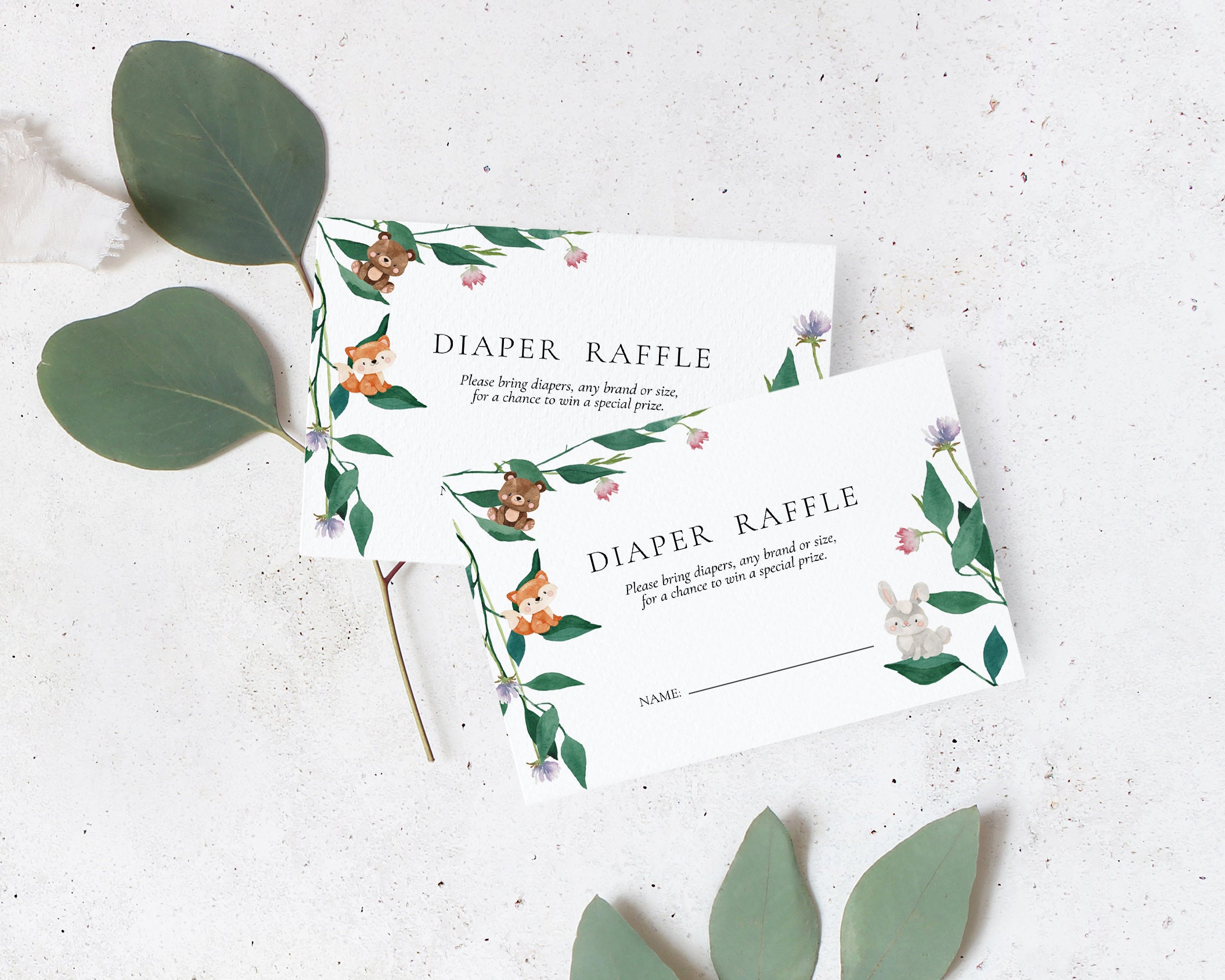 Printable Diaper Raffle Bundle Game Template Forest Animals - Etsy