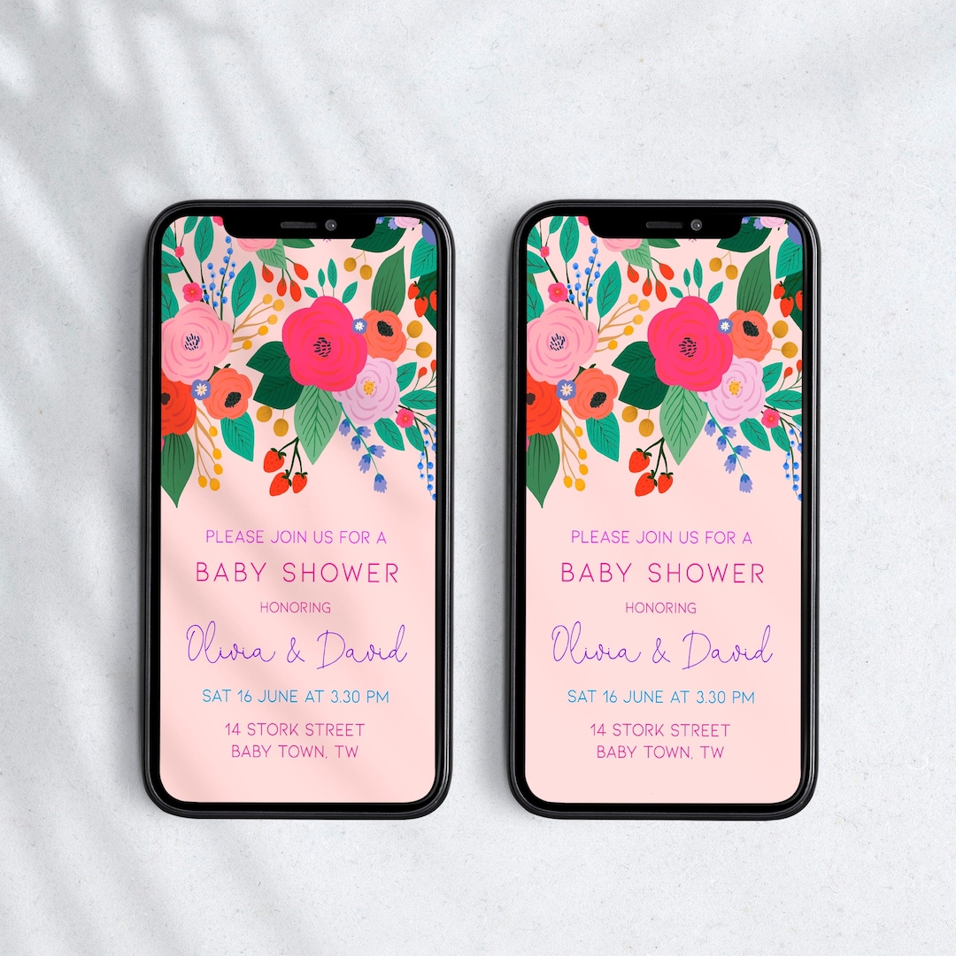 Electronic Baby Shower Invite, Phone Baby Shower Invitation, Colorful ...