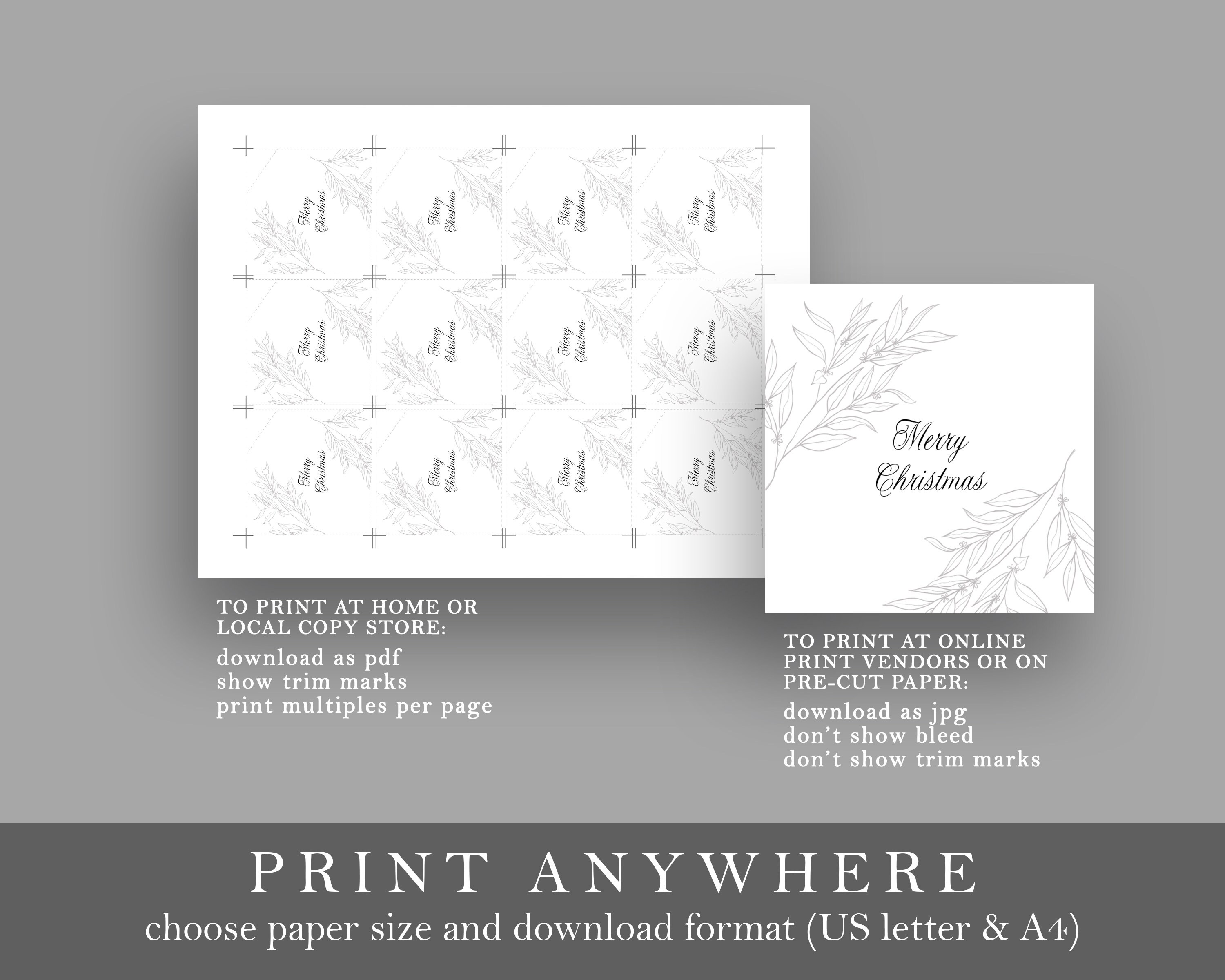 Elegant Christmas Gift Tag Template Long and Square Gift Tag - Etsy