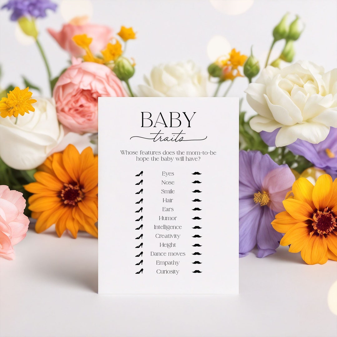 Baby Traits Game for Baby Shower With Modern, Minimalist Design, Ready ...