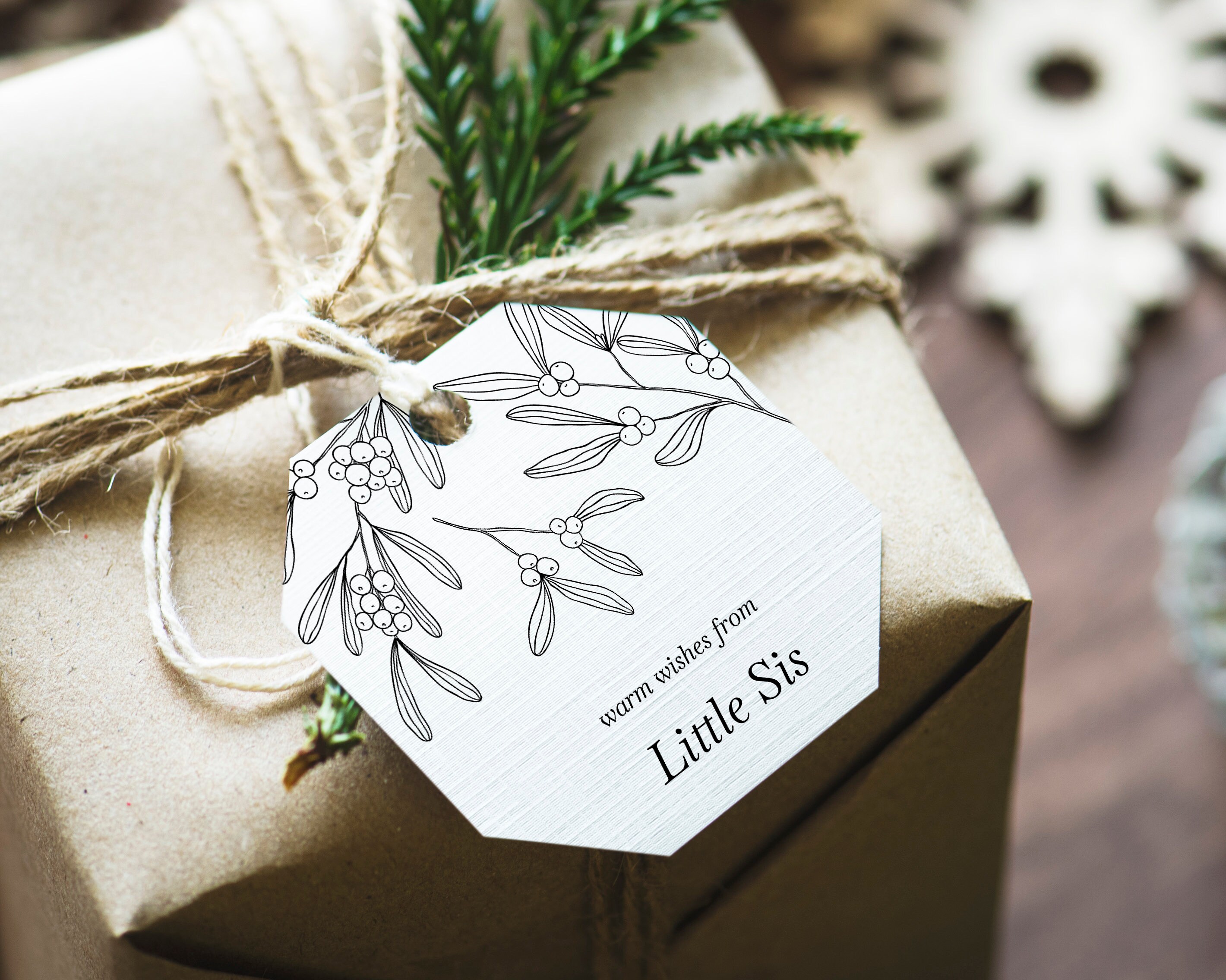 Mistletoe Gift Tags Minimalistic Holiday Gift Tags Printable - Etsy