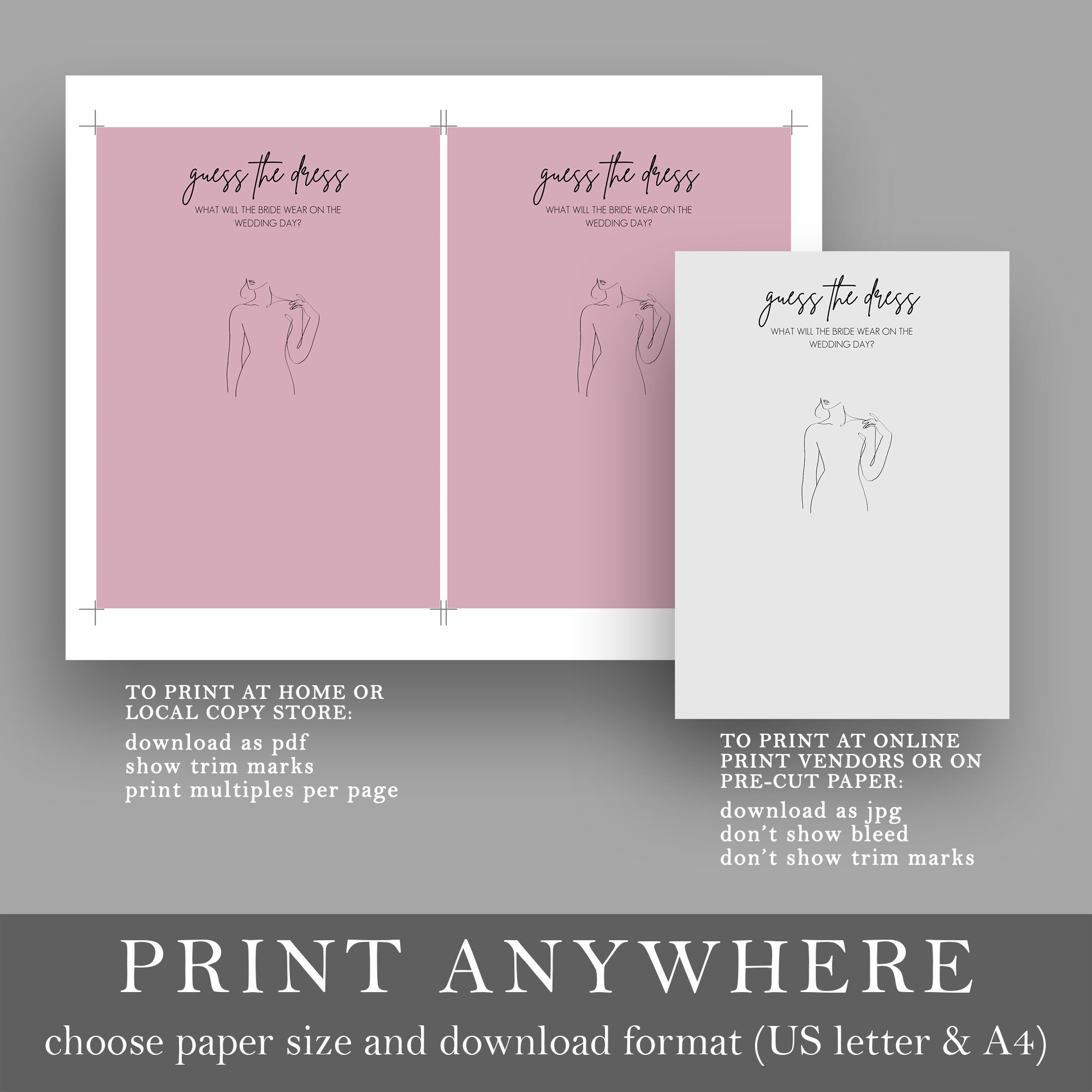 Guess the Dress Bridal Shower Game, Editable Sketch the Dress Game ...