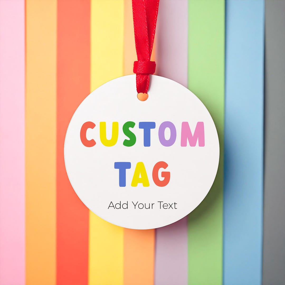 Printable Circle Tag | Custom Gift Label | Rainbow Happy Birthday Favor ...