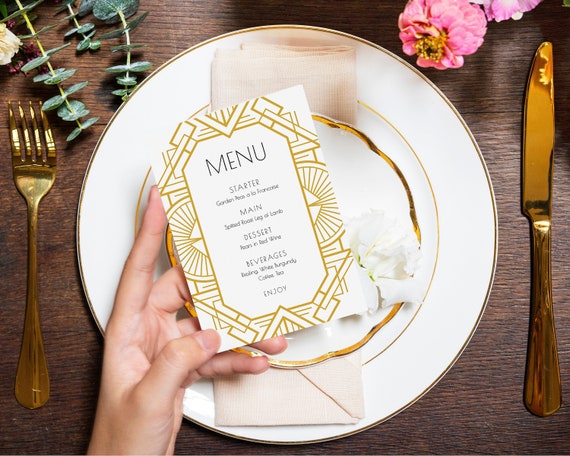 Printable Art Deco Menu Template 5x7 Art Nouveau Dinner Menu - Etsy