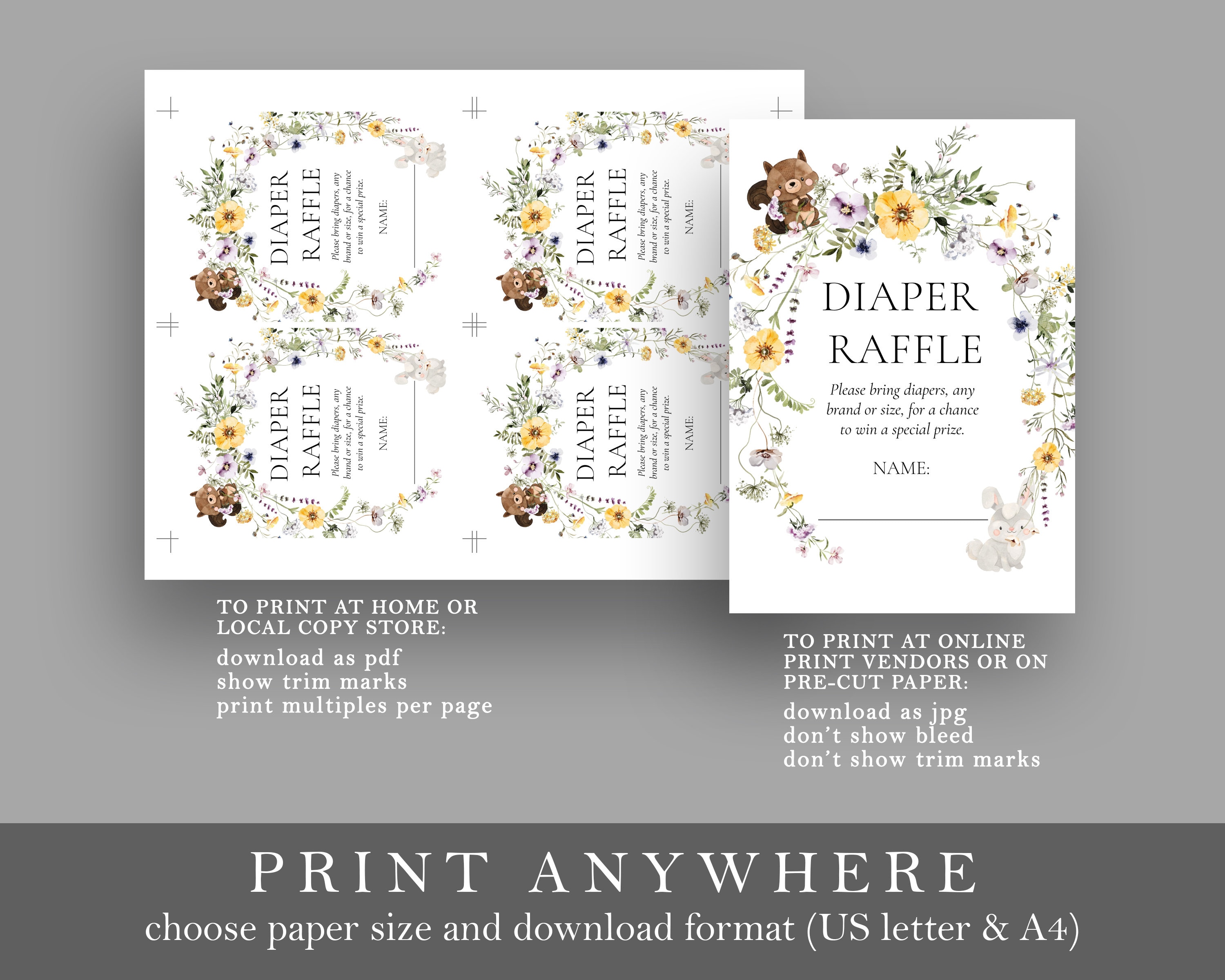 Printable Diaper Raffle Ticket and Sign Template Editable - Etsy
