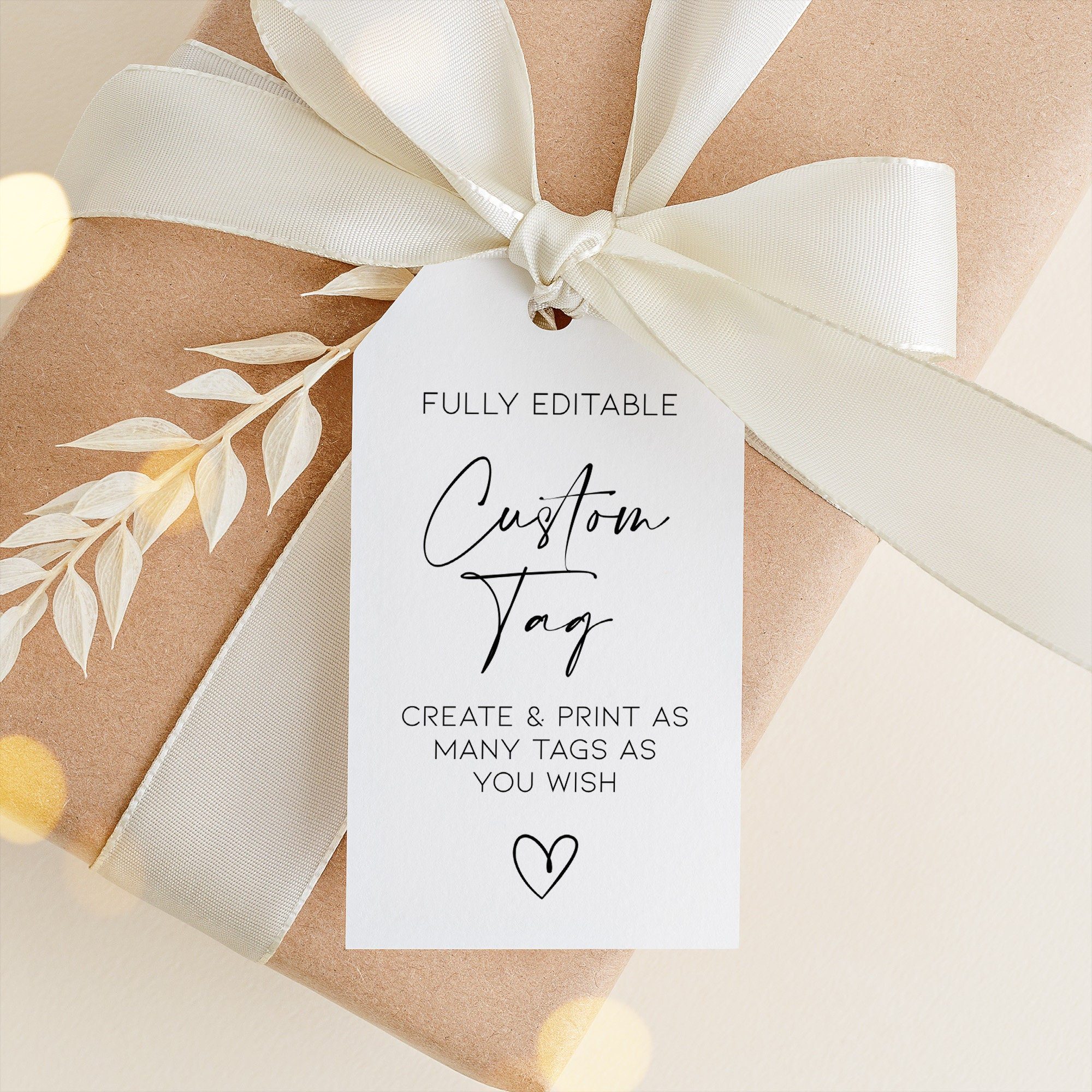 Custom Calligraphy Gift Tags in 2 Sizes, 100% Editable Printable ...