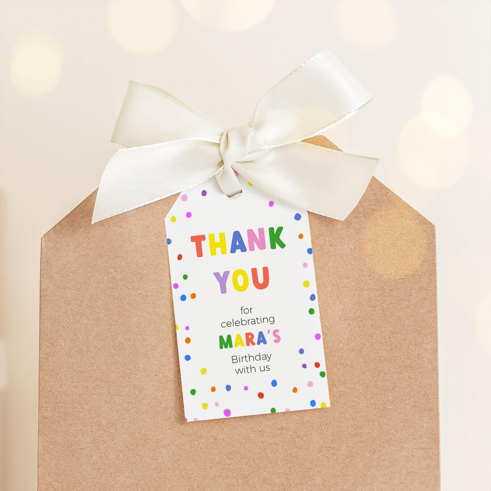 Confetti Birthday Thank You Tag: Editable Party Favor (digital Download ...
